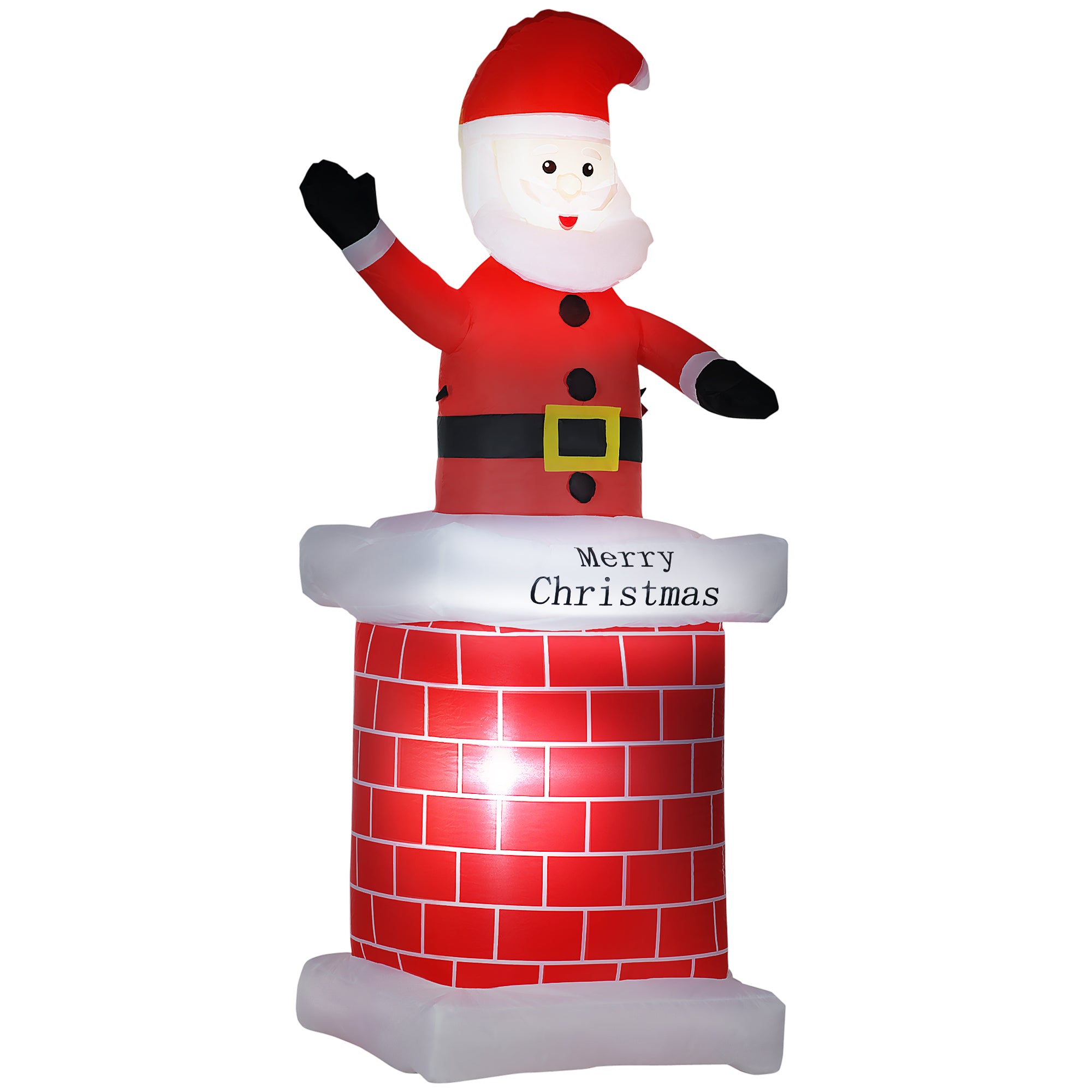 HOMCOM 7ft Christmas Inflatable Santa Claus from Chimney, Blow-Up Outd