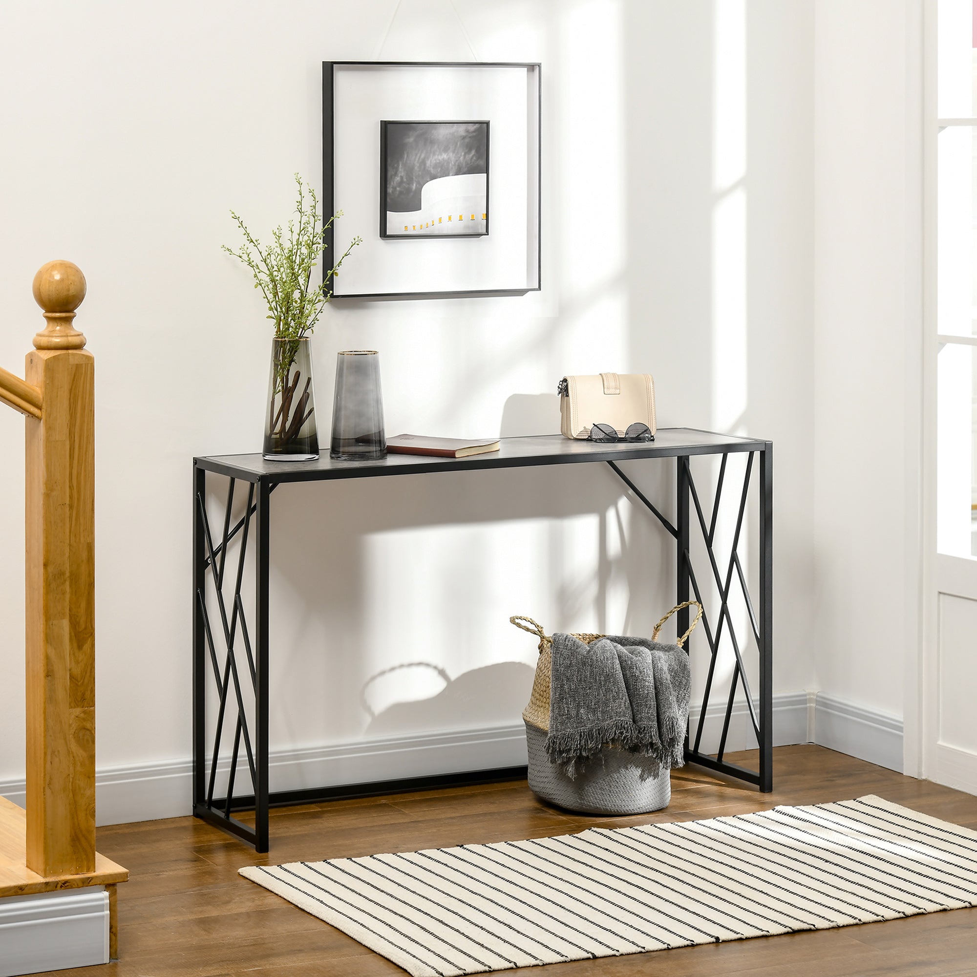 HOMCOM Vintage Sofa Table, Metal Frame Console Table for Hallway Livin