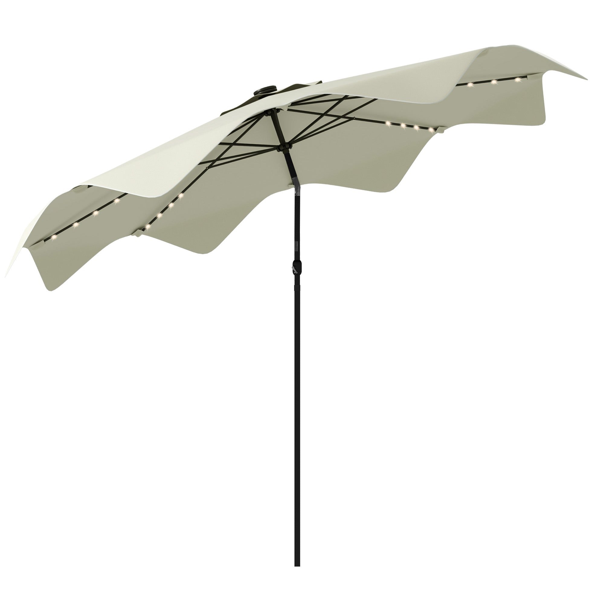 Outsunny Garden Parasol Umbrella with LED Lights and Tilt, Table Umbre