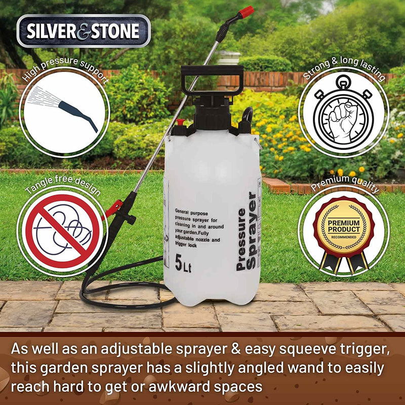 Silver & Stone Pump Action Pressure Sprayer 5 Litre
