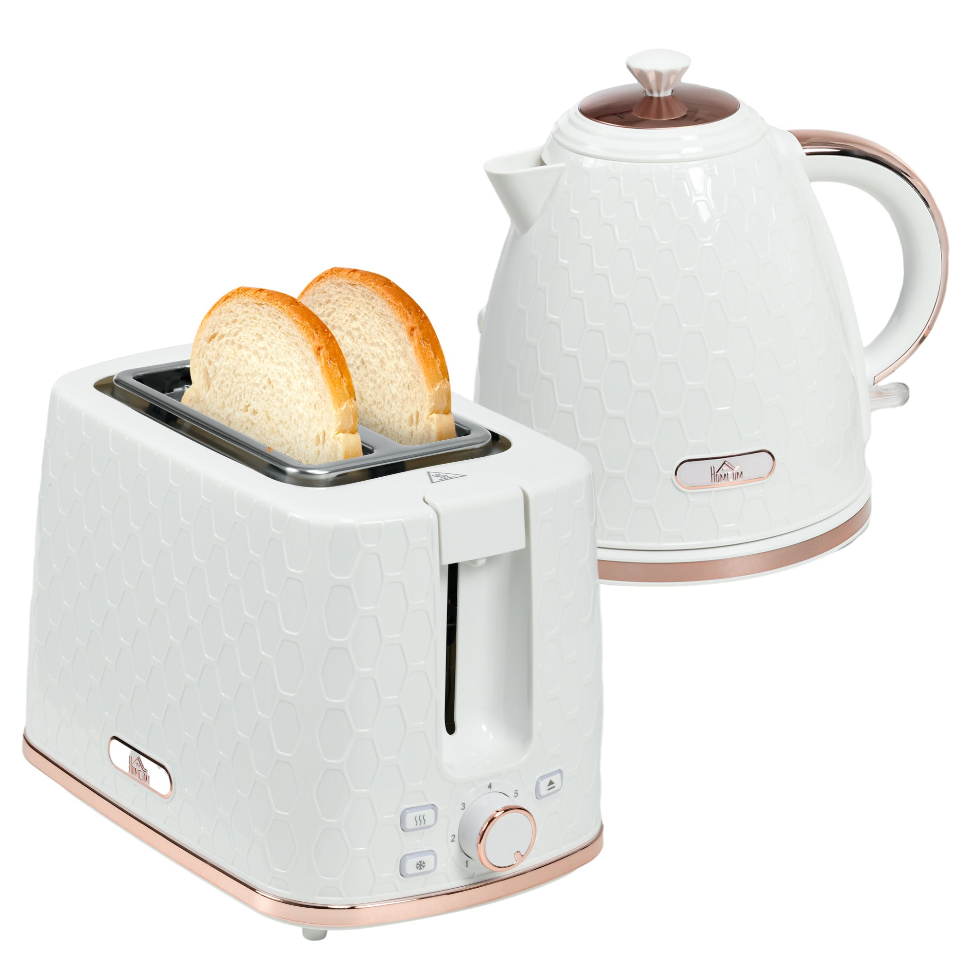 HOMCOM Kettle and Toaster Set 1.7L Fast Boil Kettle & 2 Slice Toaster