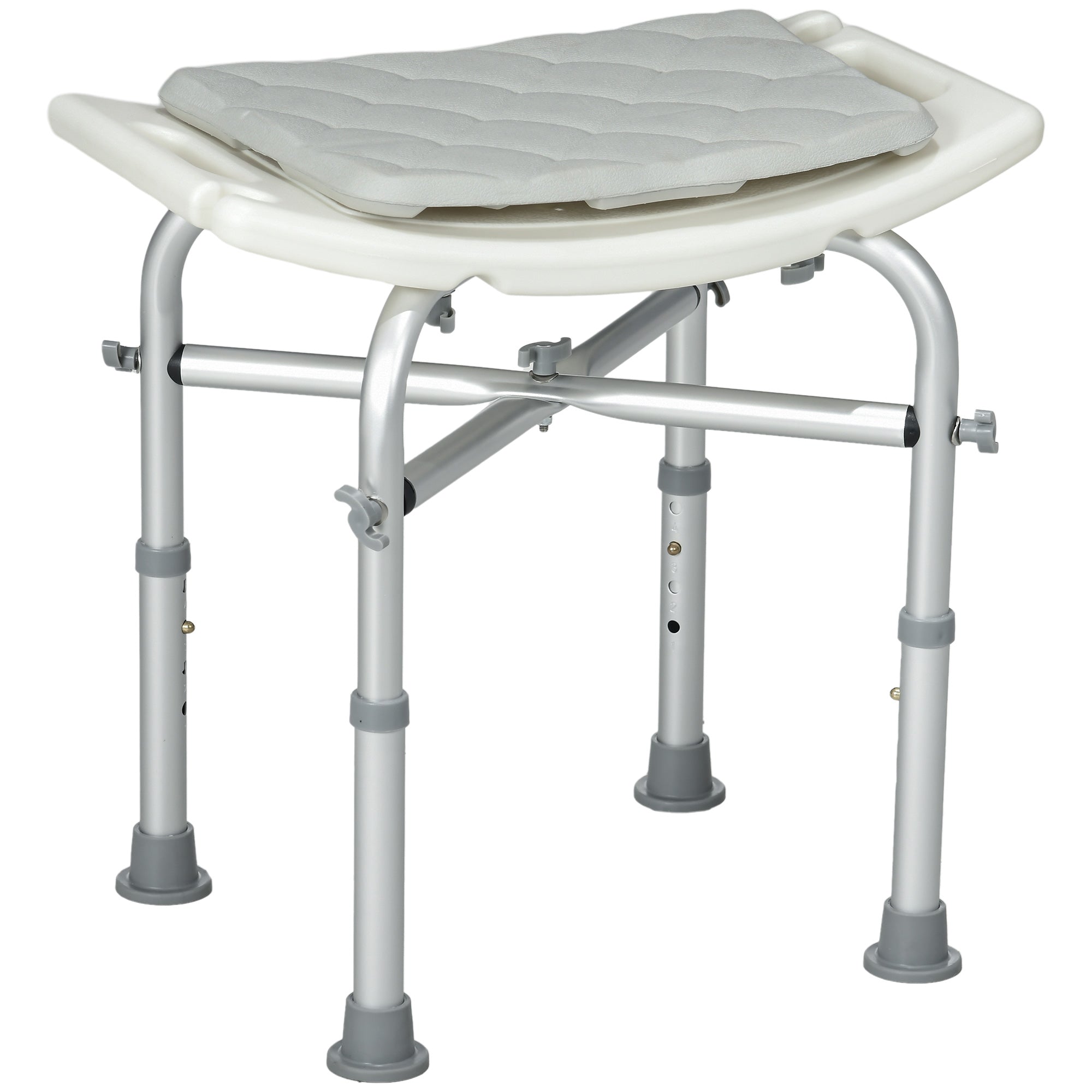 HOMCOM Aluminium Shower Stool for Elderly, Height Adjustable Shower Se