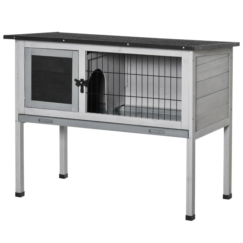Pawhut Rabbit Hutch Grey, Blue and Black