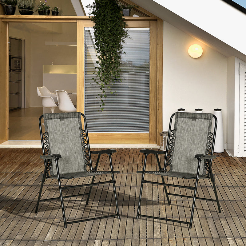 Outsunny 2Pcs Outdoor Patio Folding Chairs Portable Garden Loungers Grey