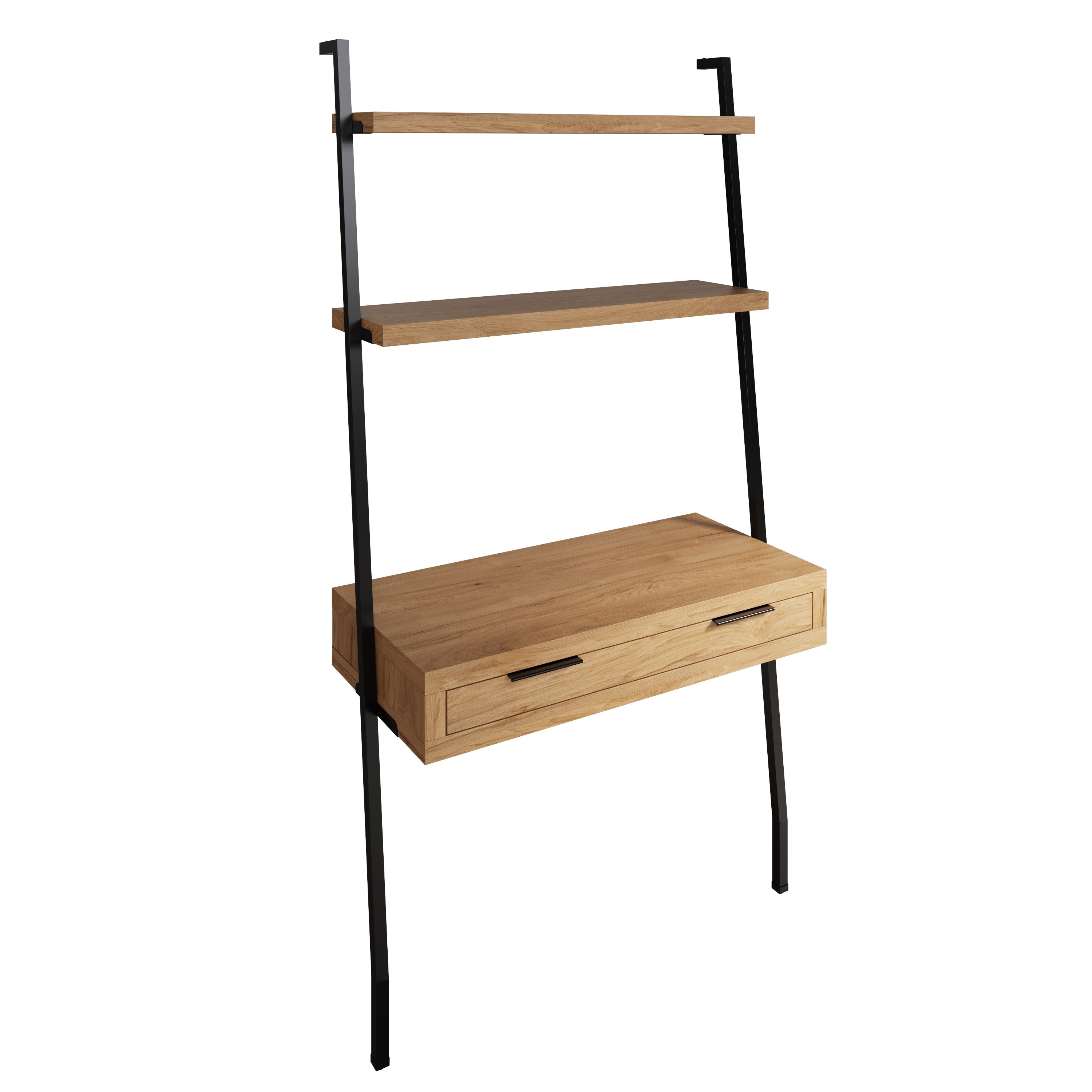Sheffield Industrial Oak Desk Bookcase 100 x 45 x 190cm