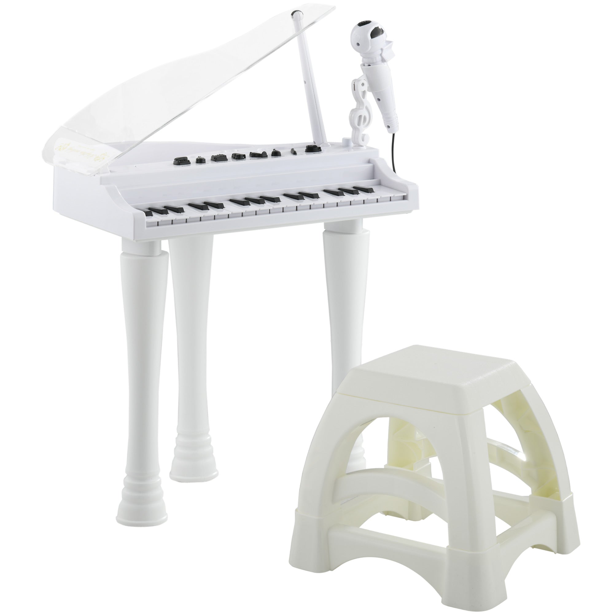 AIYAPLAY 32 Keys Kids Piano Keyboard with Stool, Lights, Microphone, W