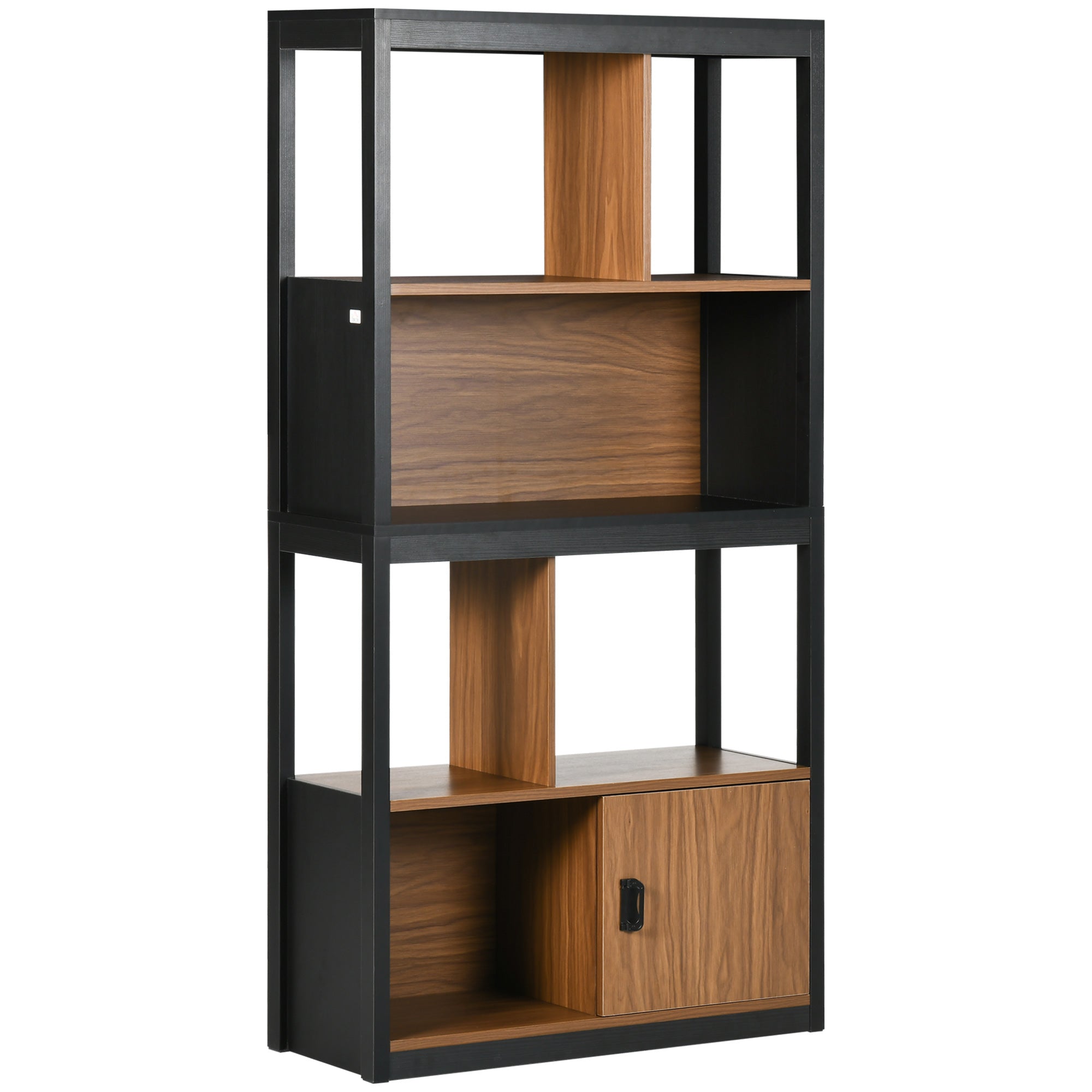 HOMCOM 4-Tier Bookshelf Freestanding Bookcase W/ Storage for Study Wal