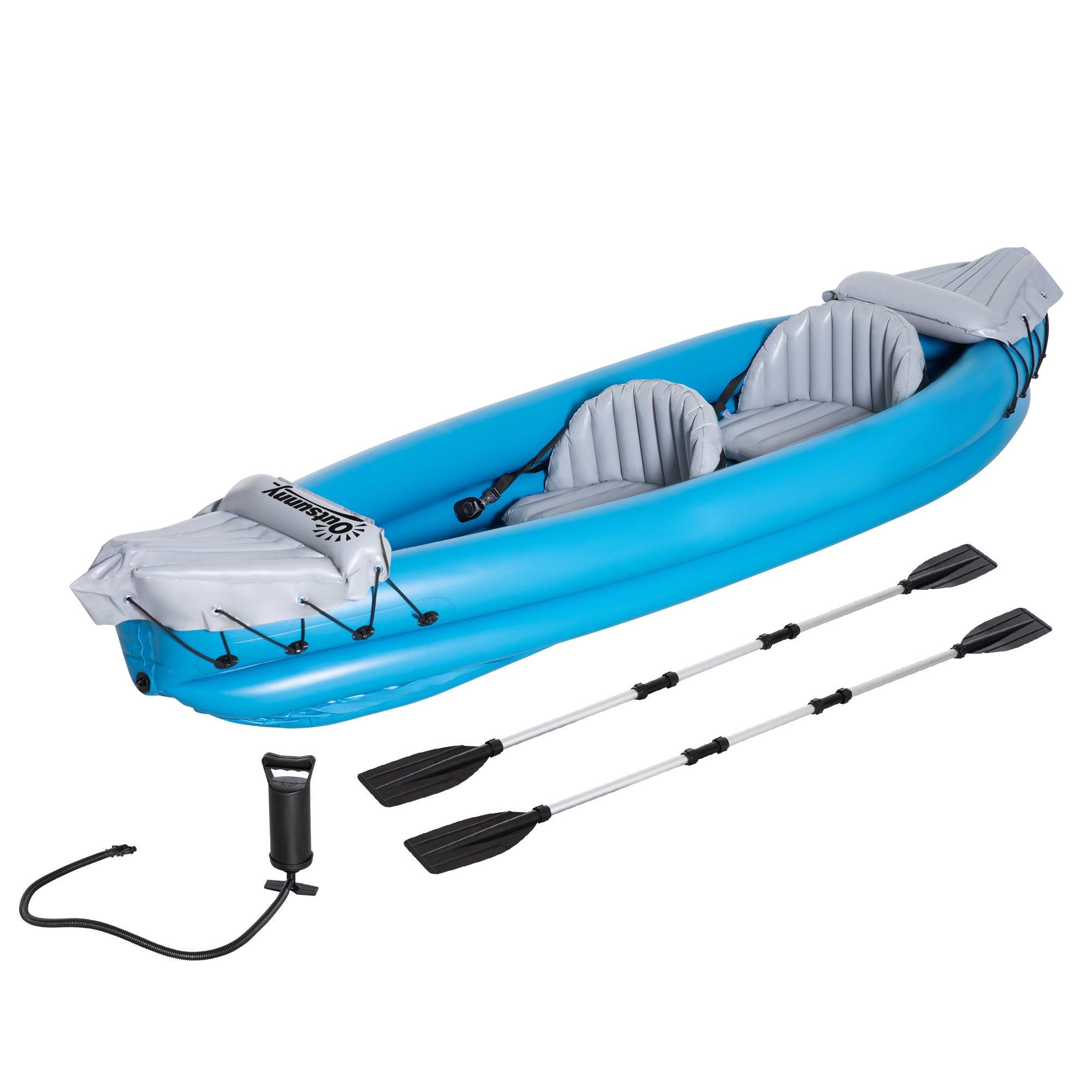 Outsunny Inflatable Kayak Two-Person Inflatable Boat w/ Air Pump, Alum