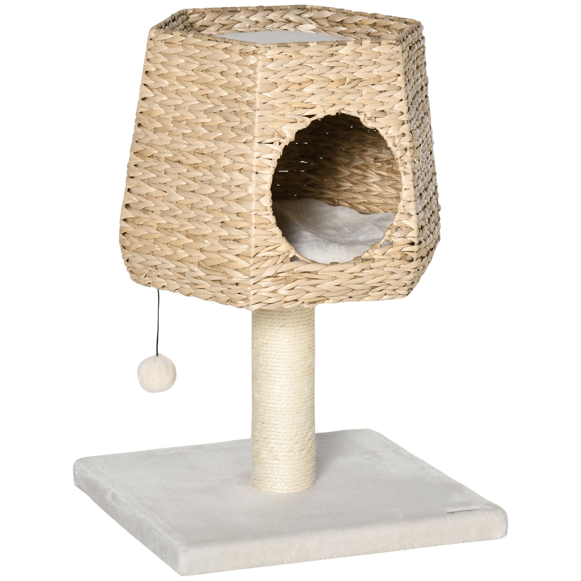 PawHut Cat Tree Activity Center With Cattail Fluff Bed Condo Sisal Pos