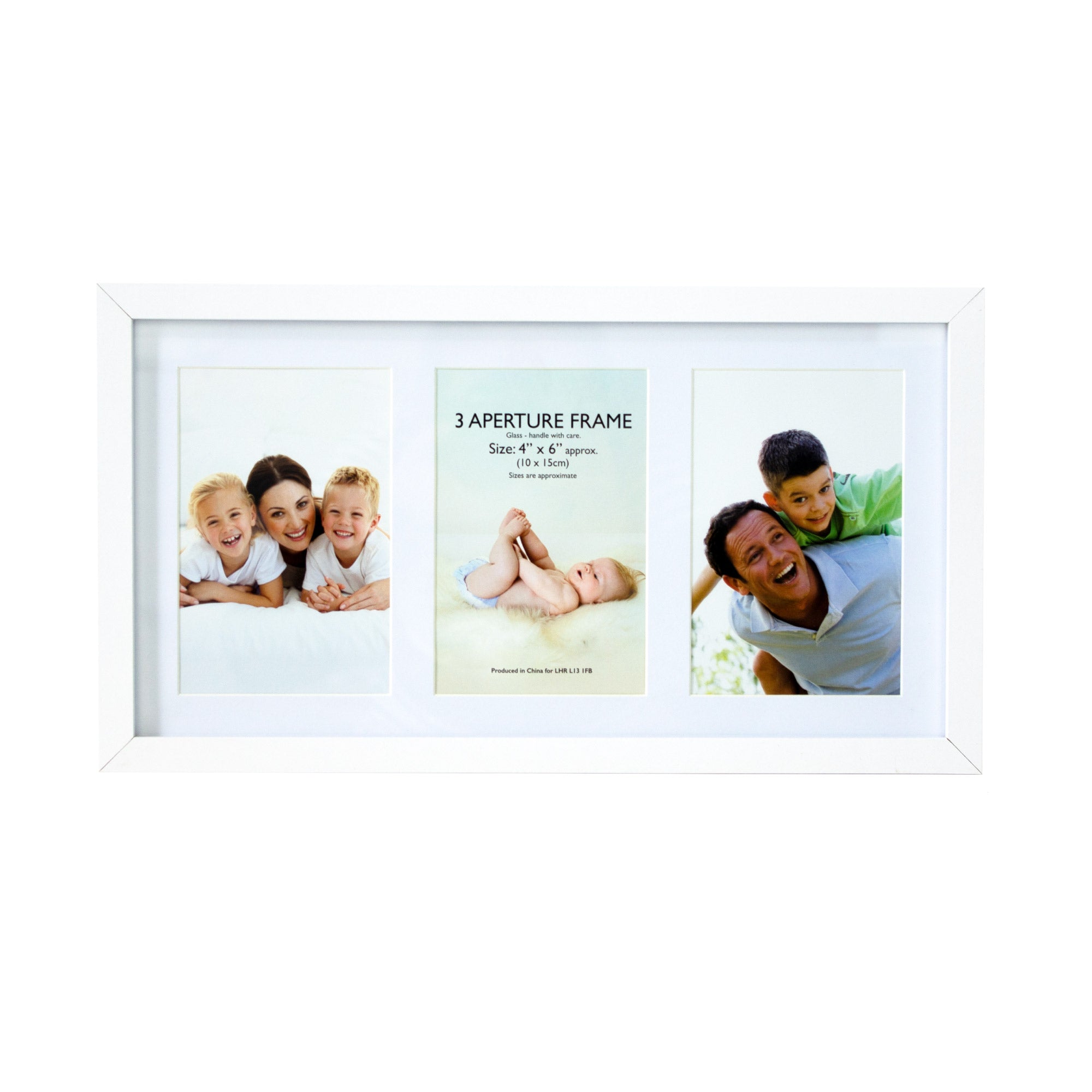 Lewis's Multi Aperture Photo Picture Frame with 3 Photos (White, 4" x
