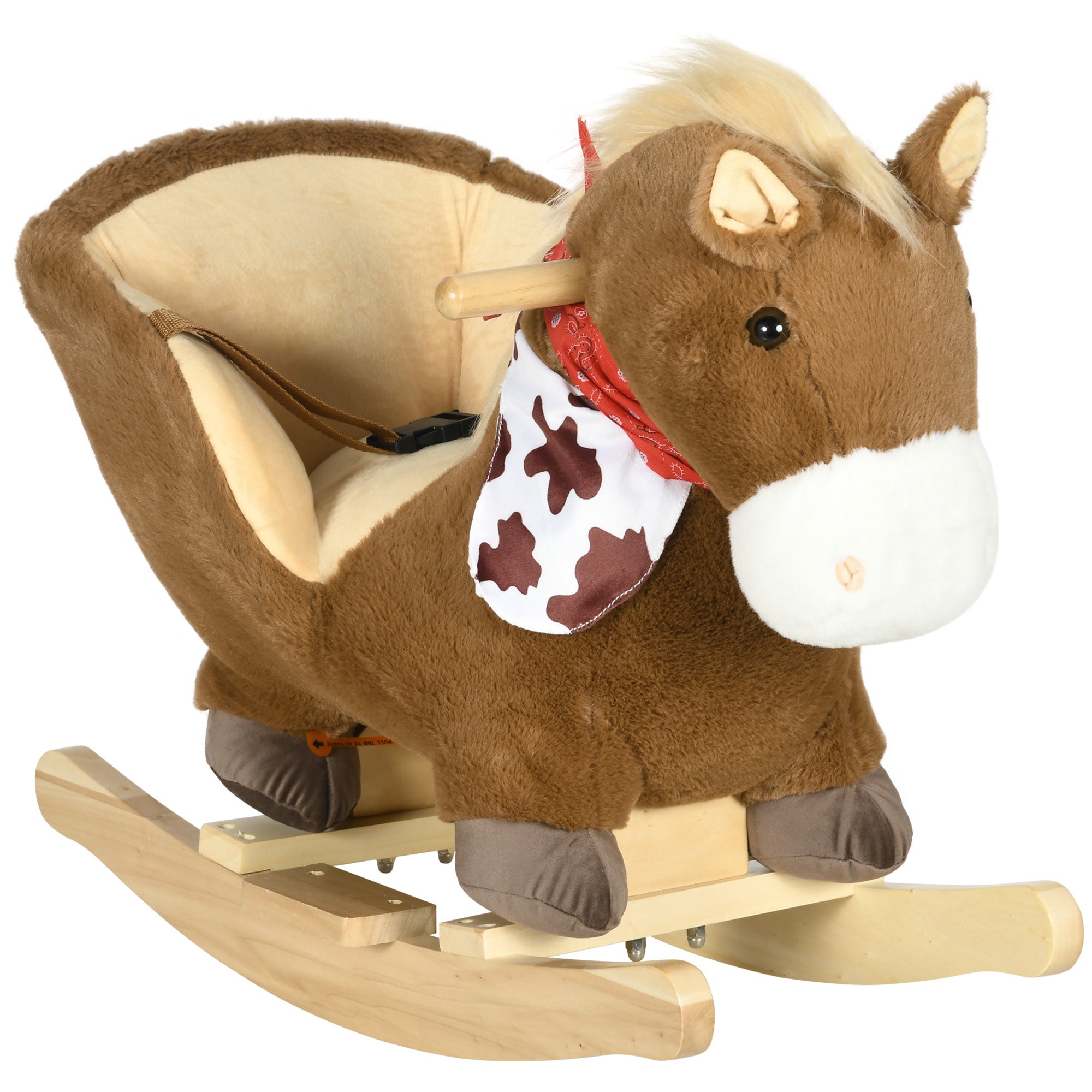 HOMCOM Kids Rocking Horse, Plush Baby Rocking Chair w/ Safety Harness,