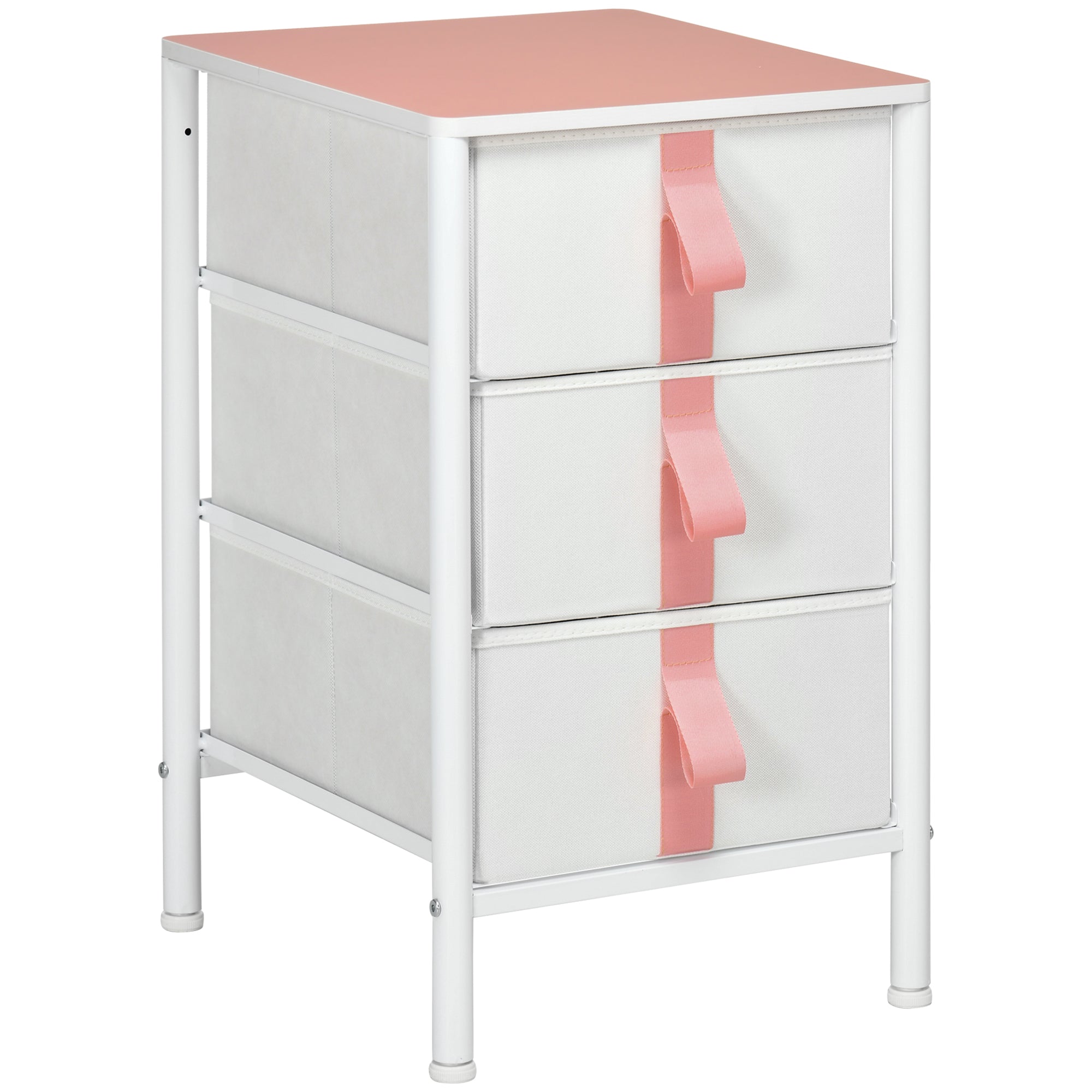HOMCOM 3 Drawer Chest of Drawers w/ Wooden Top for Kid Room Closet Hal