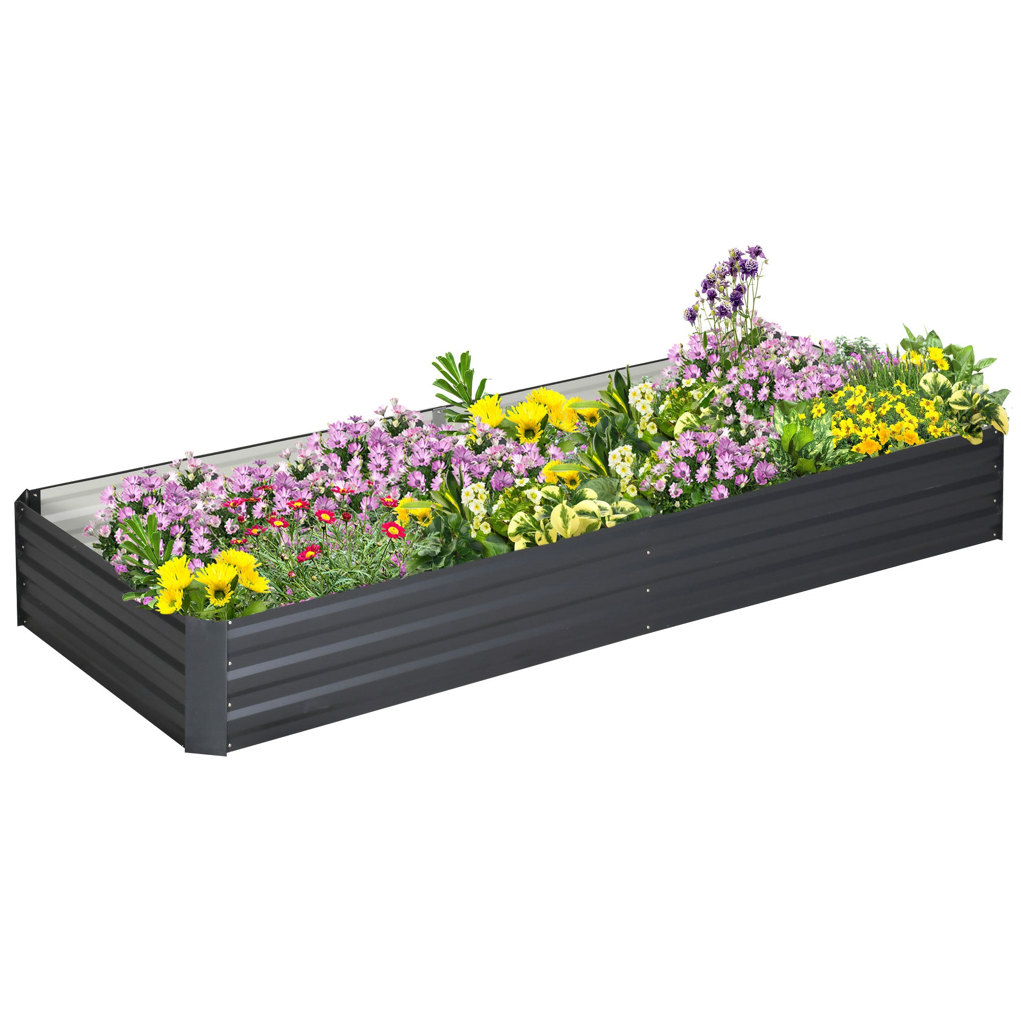 Outsunny Galvanised Raised Garden Bed Metal Planter Box with Open Bott