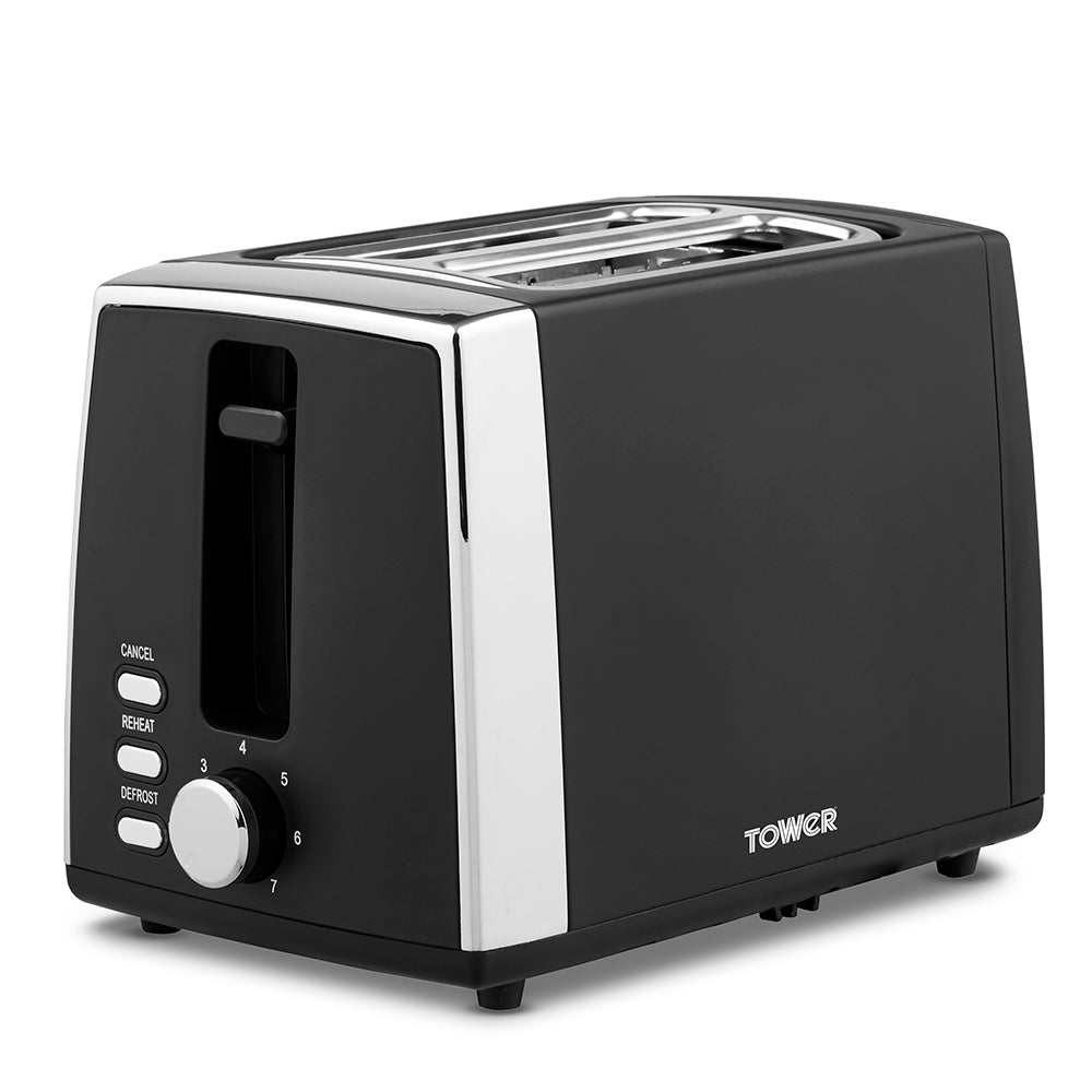 Tower Ash 2 Slice Toaster - Black
