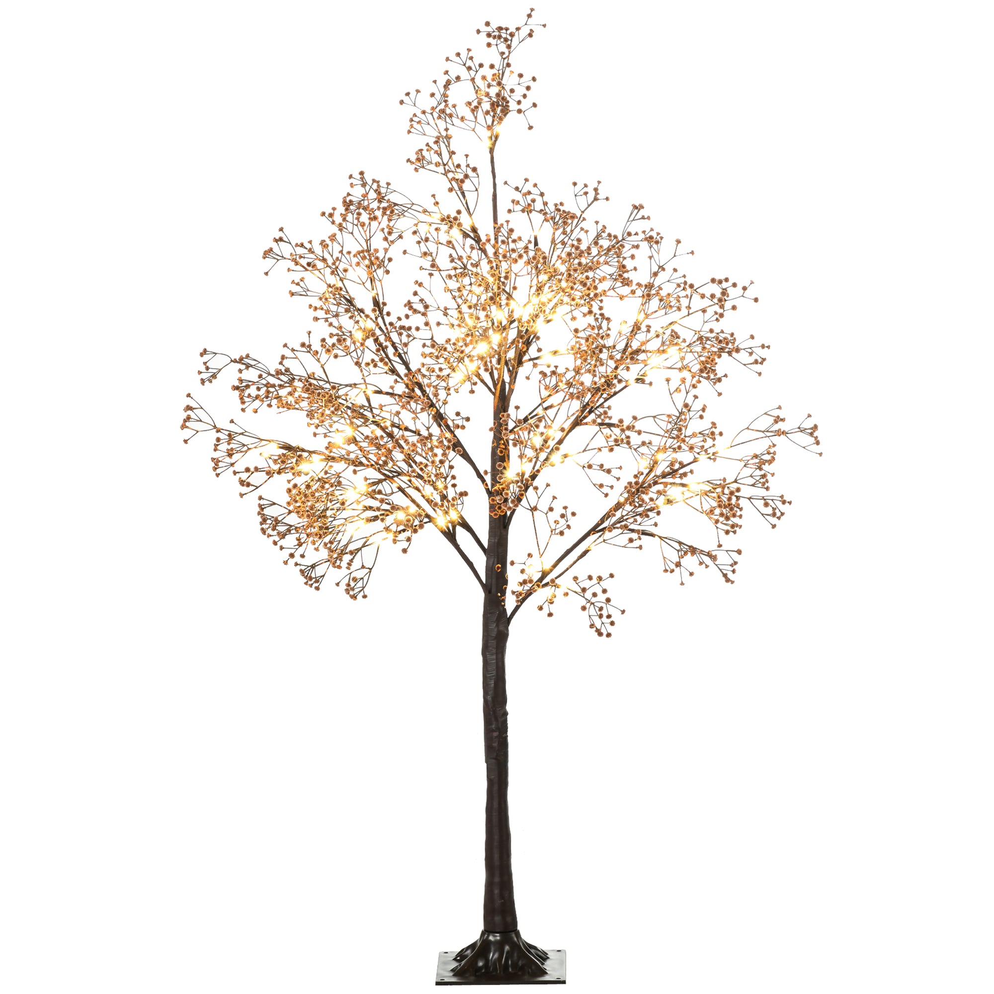 HOMCOM 4ft Artificial Gypsophila Blossom Tree Light with 72 Warm White