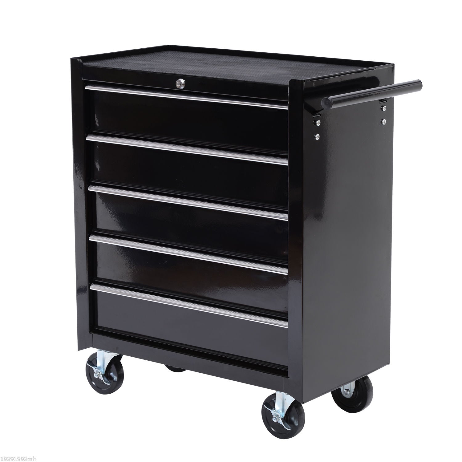 HOMCOM Steel 5-Drawer Tool Storage Cabinet Lockable Wheels Handle 2 Ke