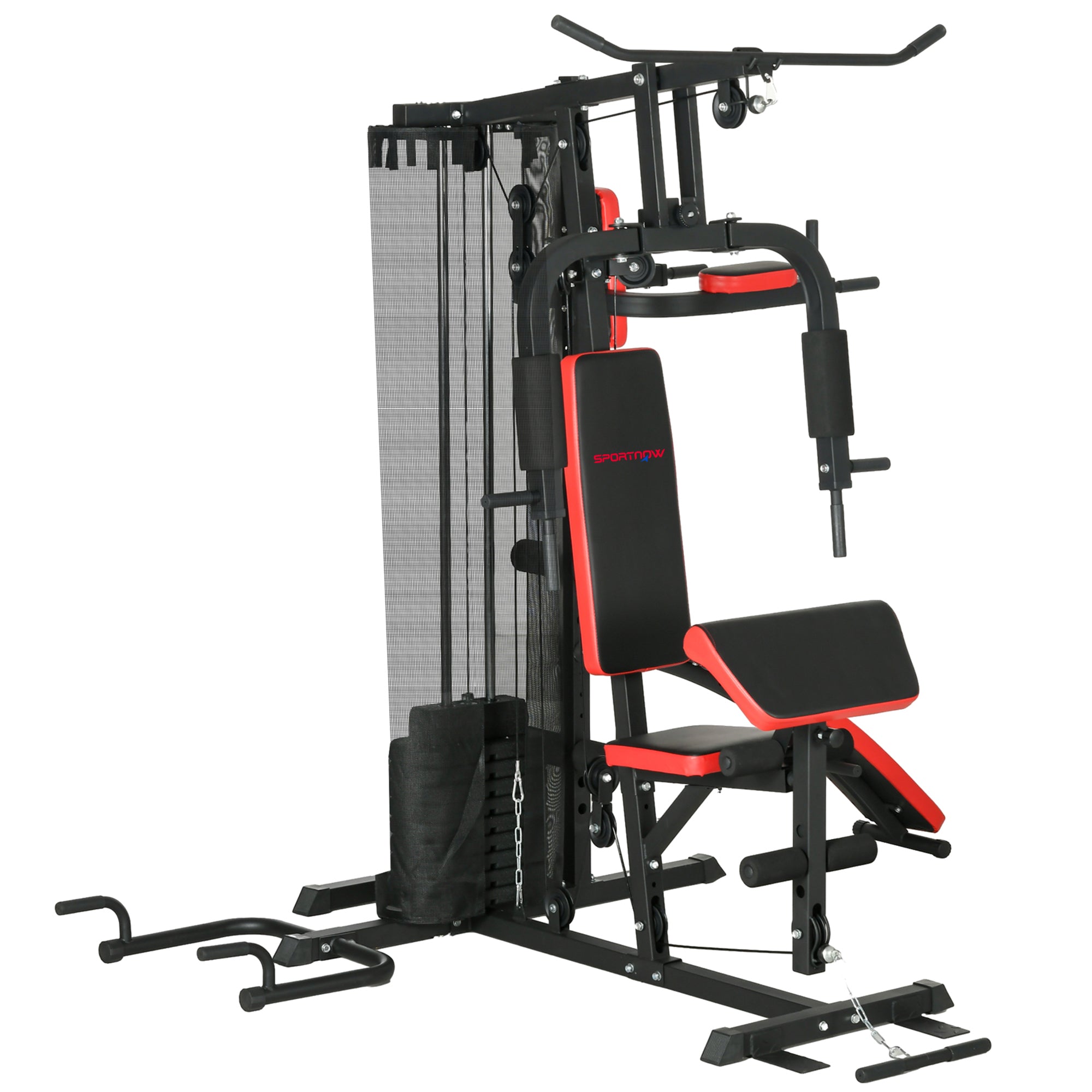 SPORTNOW Multi Gym Workout Station with Sit Up Bench, Push Up Stand, D