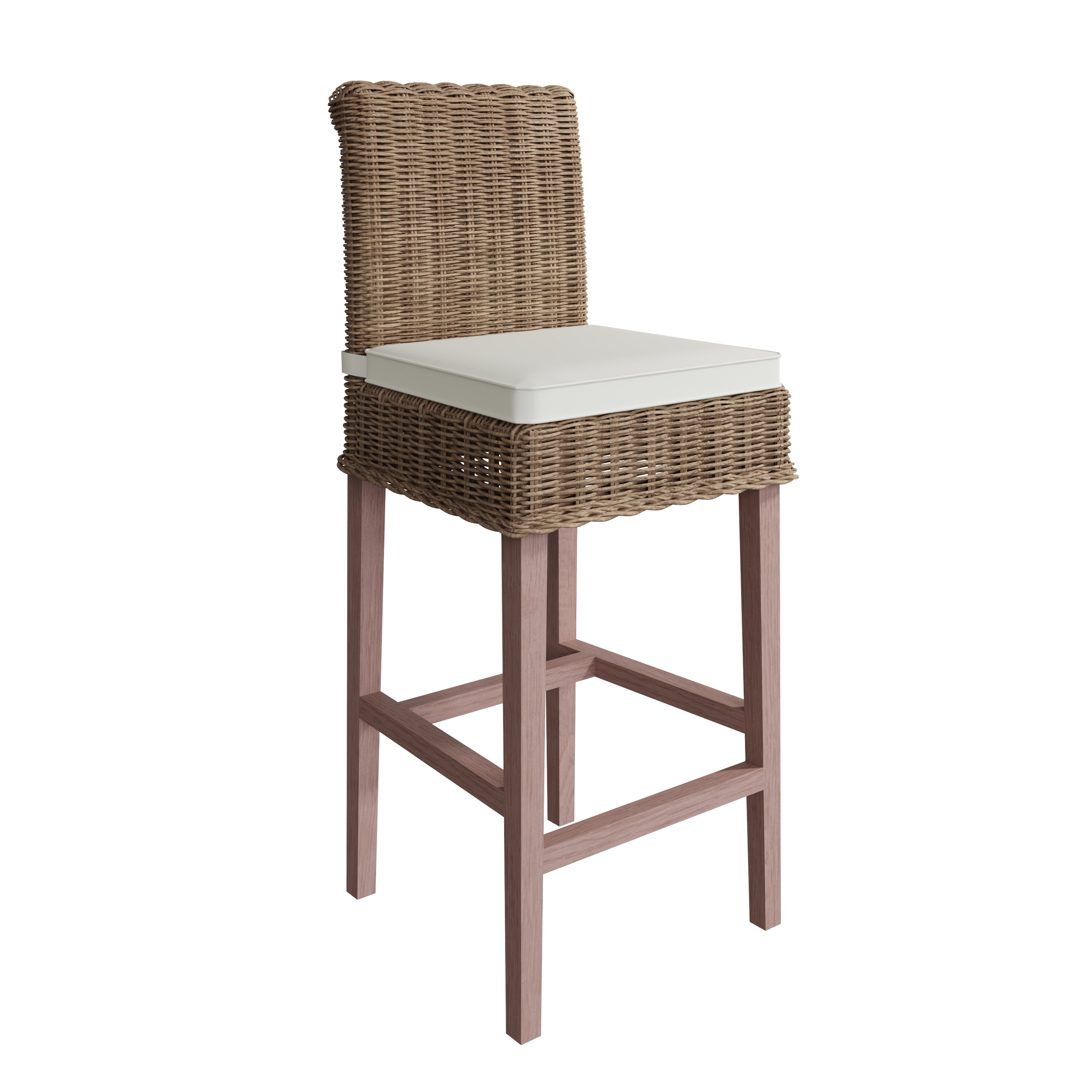 Hatton Wicker Kooboo Grey Wicker Bar Stool with Cushion 52 x 45 x 115