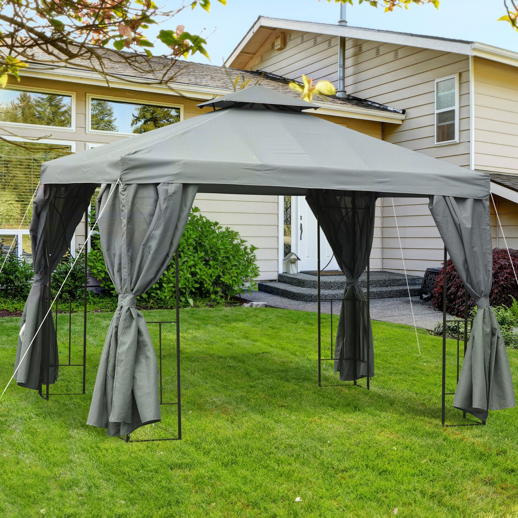Outsunny 3 x 3m Garden Metal Gazebo Sun Shade Shelter Outdoor Party Te