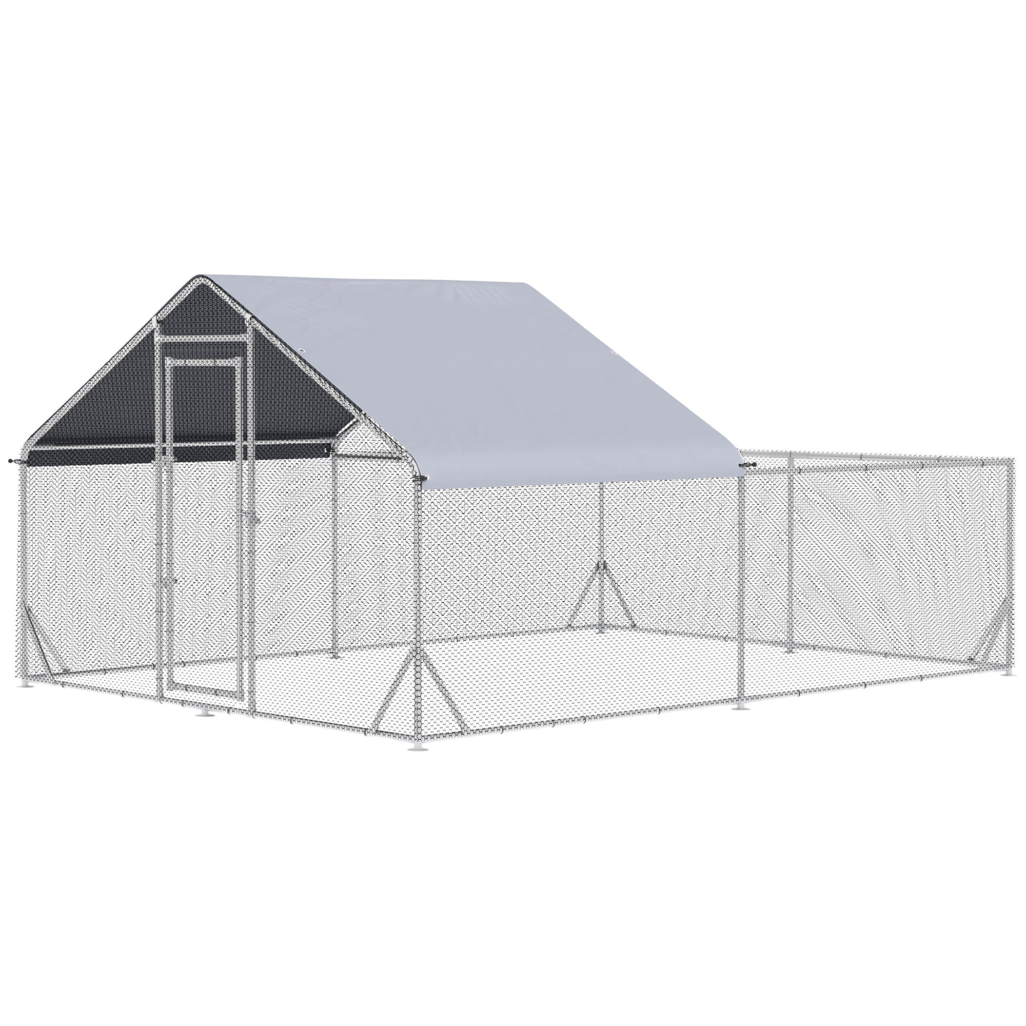 PawHut Walk-In Chicken Run, Hen House, for Ducks, Rabbits w/ Water-Res