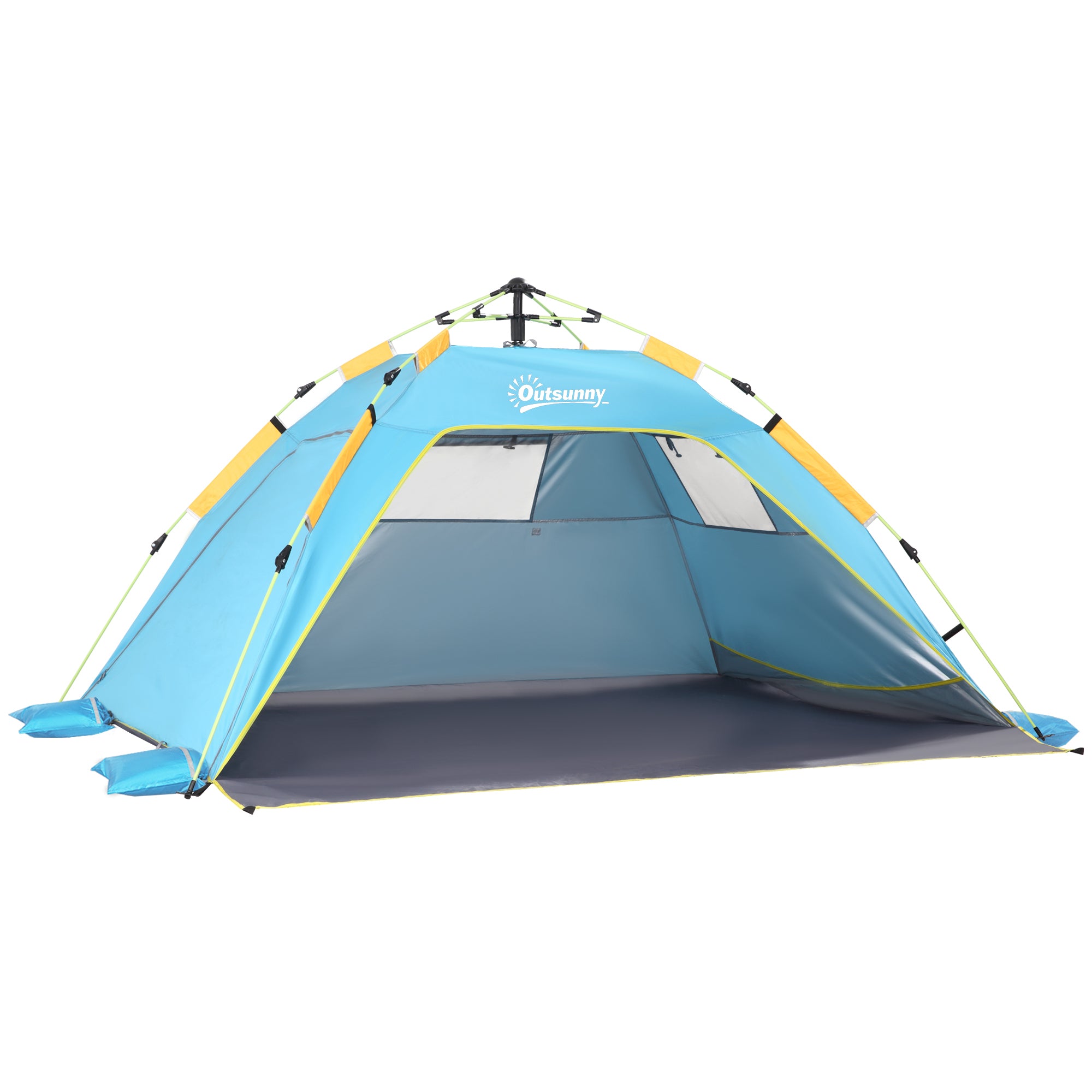 Outsunny 2 Man Pop-up Beach Tent Sun Shade Shelter Hut w/Windows Door