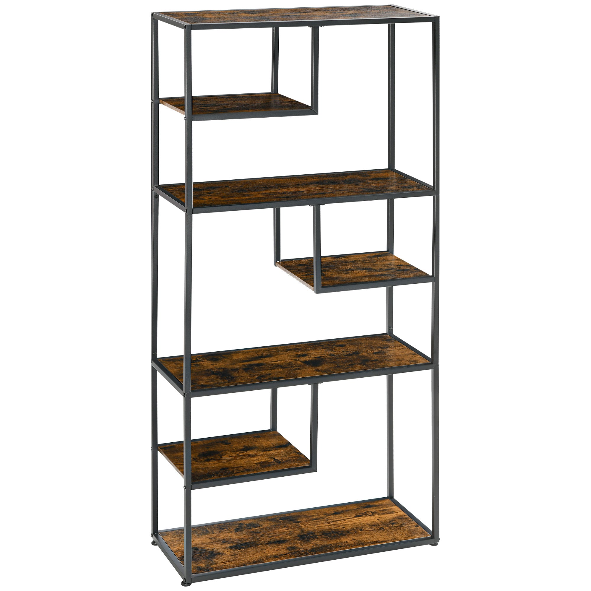 HOMCOM 7 Tier Storage Shelves, Free Standing Book Shelf for Study, Liv