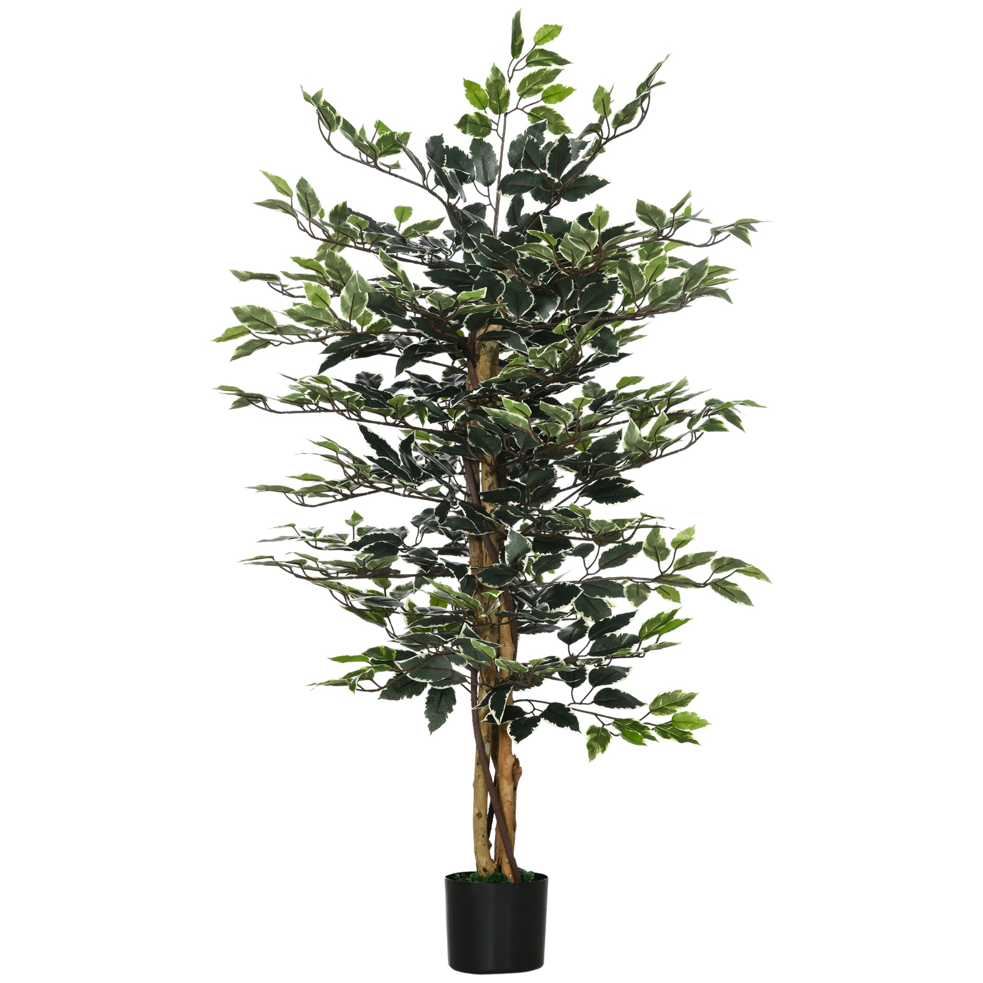 HOMCOM Artificial Ficus Tree in Pot, 130cm Tall Fake Plant with Lifeli
