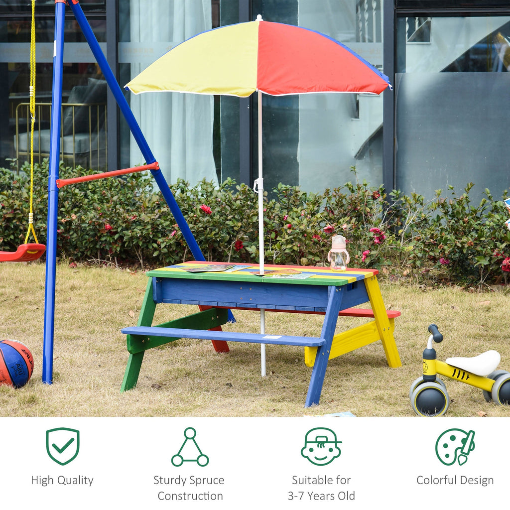 Outsunny Kids Picnic Bench - Multi-coloured