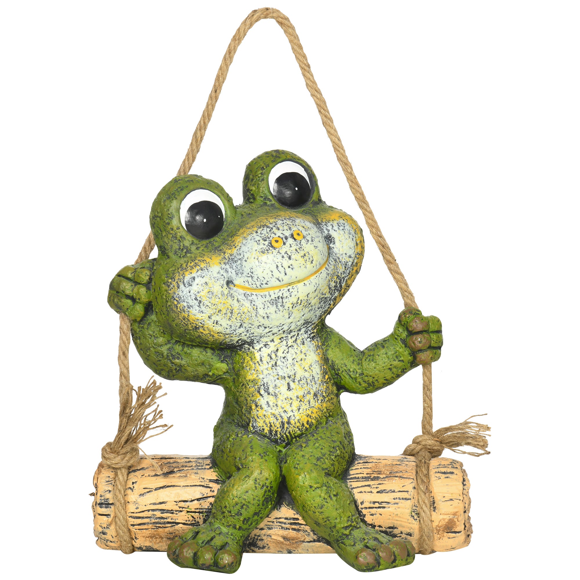 Outsunny Hanging Frog on Swing Sculpture Garden Statue Indoor Outdoor