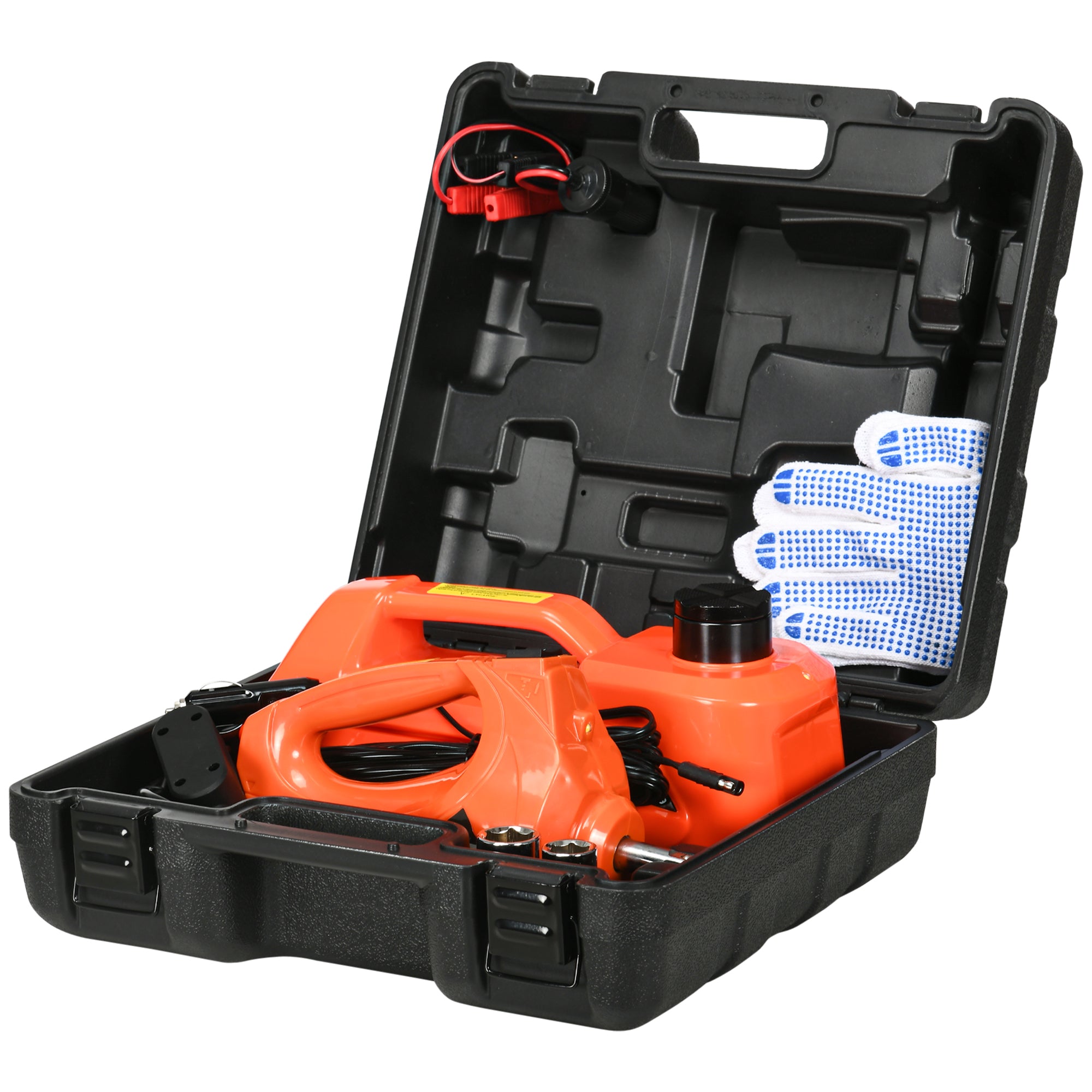 DURHAND 5 Ton 12V Automatic Car Jack Kit, Impact Wrench, Case for Emer