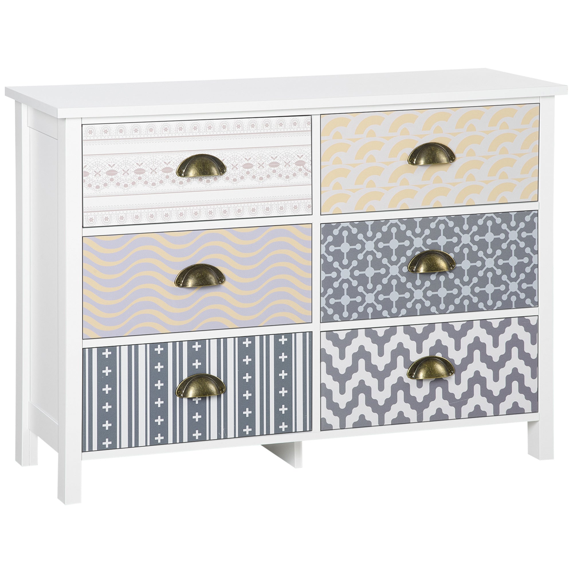 HOMCOM Chest of Drawers, 6 Drawer Unit Storage Chest Bedroom Living Ro